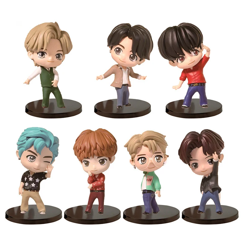 7 개/대 Kawaii Bangtan Boys 그룹 PVC Figure 모델 완구 귀여운 KPOP Star TOP 그룹 A.R ...