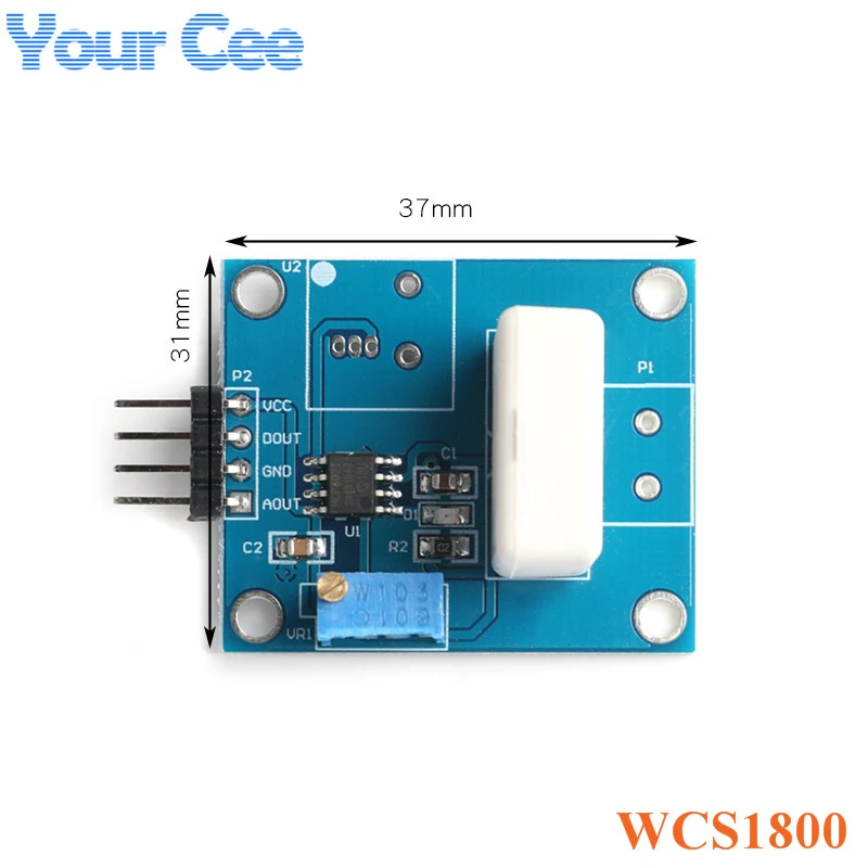 Wcs1800 Dc 5v Hall Current Detection Sensor Module 35a Short Circuit Overcurrent Detector ...