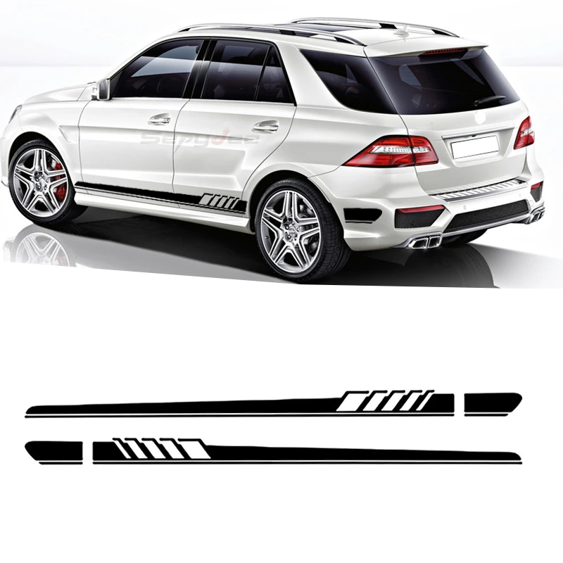 2pcs Car Side Stickers Body Stripes Vinyl Decal For Mercedes Benz ML ...