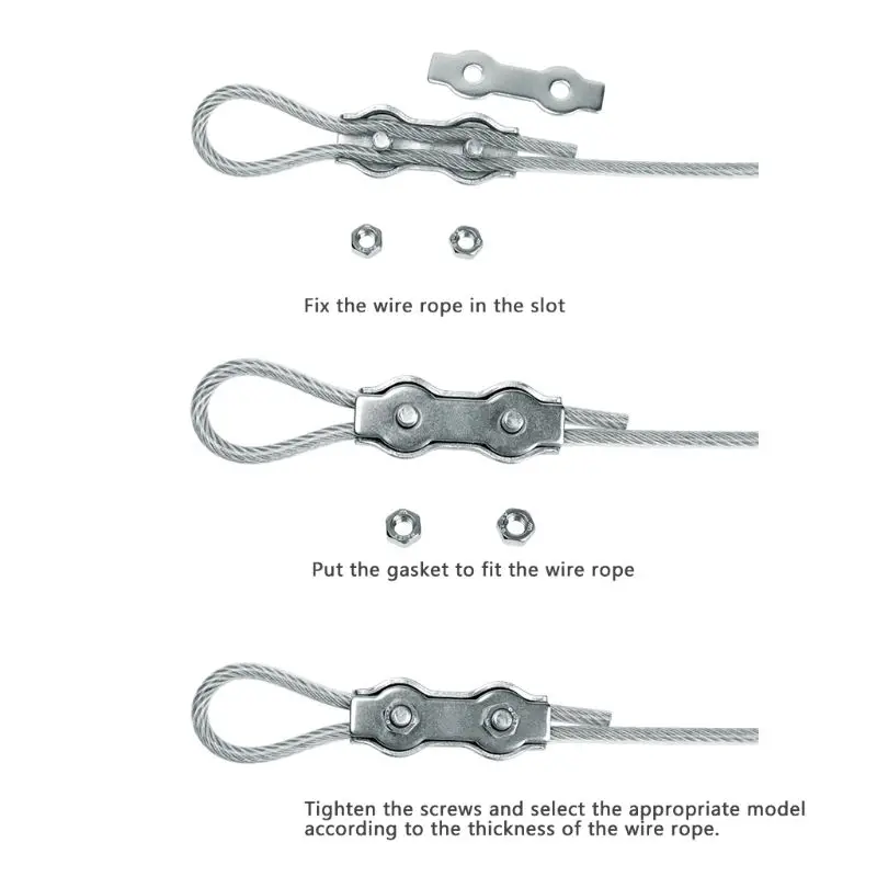 Abrazaderas de Cable de acero inoxidable, Clips de cuerda de alambre de doble empuñadura para ...