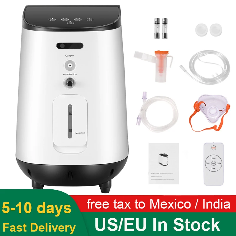 TTLIFE 1-7L/min Oxygen Concentrator Adjustable Home Air Purifier Portable Mini Oxygen Generator ...
