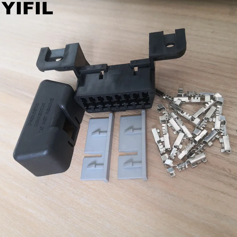 16 Pin 16 Way Obd2 Female Angle Connector Panel Obd 2 Wire Sockets Obd ...