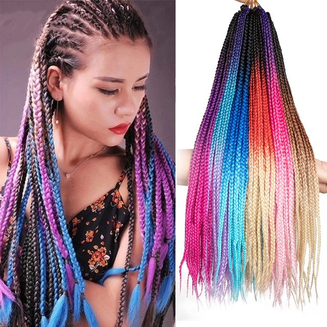 Rainbow Box Braids