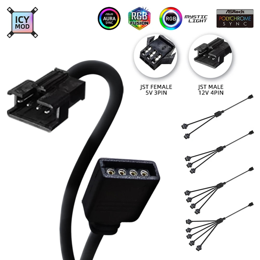 Jst Splitter Cable Sm Line Fan Interface 30cm Motherboard Aura Female ...