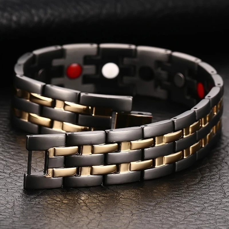 Vinterly-Health-Bracelets-Mens-Hand-Chain-Black-Gold-color-Energy ...