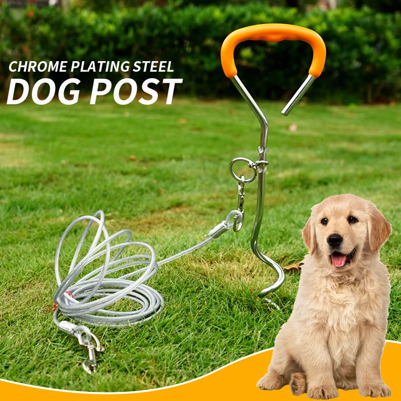 Dog Post Stainless Steel with 5M Leash And Wire Rope - NZshopsmart