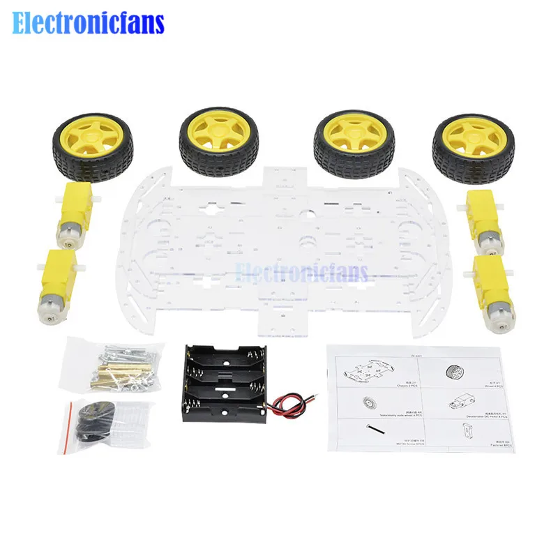【KAMDSS015】Diy Electronic Smart Car Kit 4WD Smart Robot Car Chassis Kits Car With Speed Encoder ...