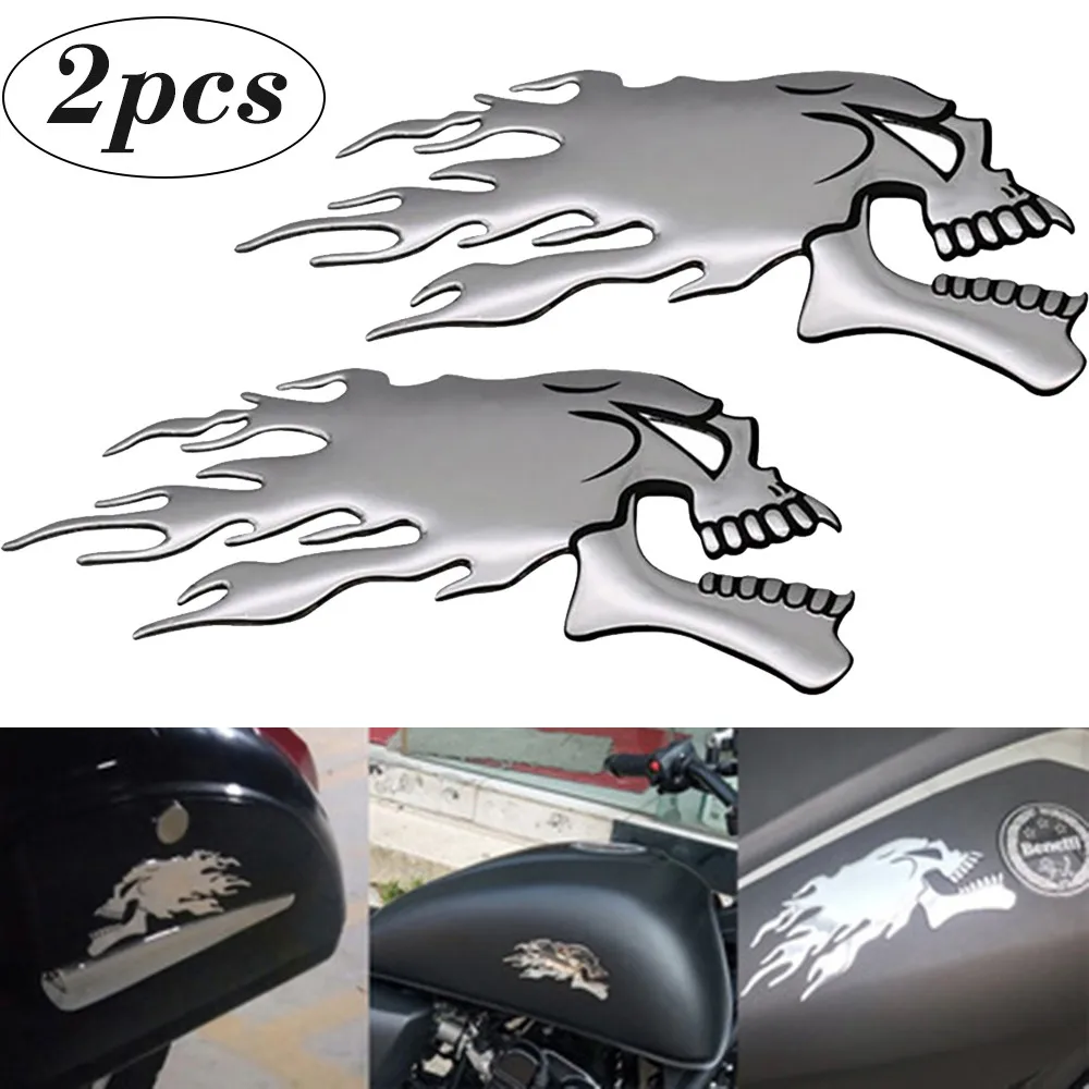 2Pcs-Motorcycle-3D-Sticker-Car-Skull-Emblem-Decals-Fuel-Tank-Ghost ...