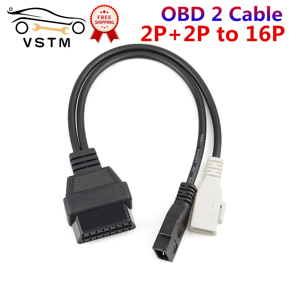 NEW For VAG 2P+2P to 16Pin OBD2 Cable For AU*DI 2X2 OBD1 OBD2 Car ...