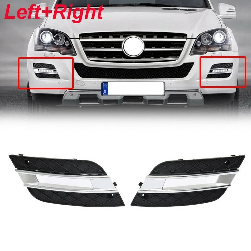 Left + Right DRL Light Cover Front Bumper Grilles for Mercedes-Benz ...