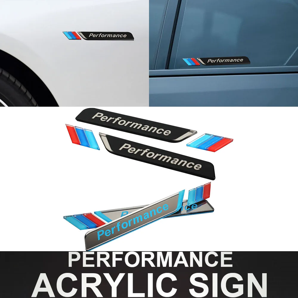 2pcs Car Body Acrylic Car Stickers Performance Decals Emblem For Bmw ...