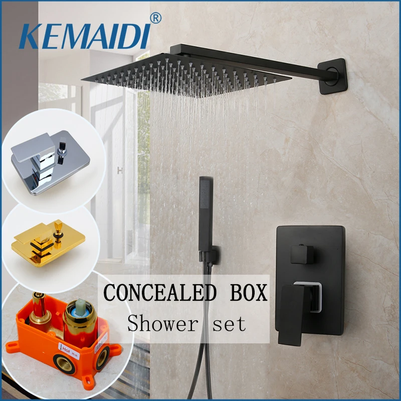 Kemaid Black Rainfall Shower Mixer Wall Mounted Shower Faucets ...