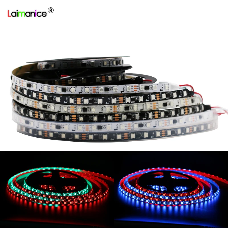 WS2811 Led Strip 5m 60leds/m 20pcs Ws2811 Ic/meter,DC12V White/Black ...