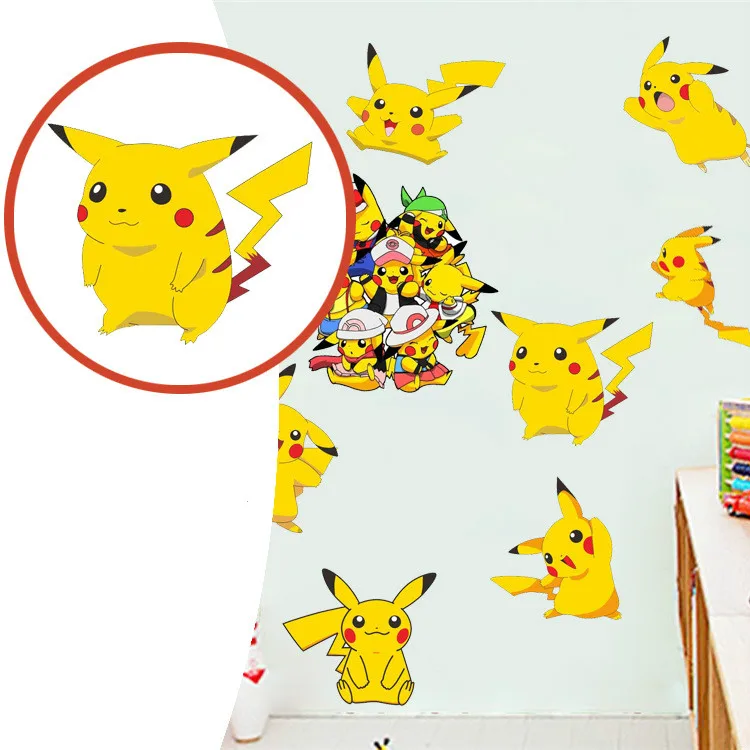 Pikachu Cartoon Room Decoration Wall Sticker - KawaiiMerch.com