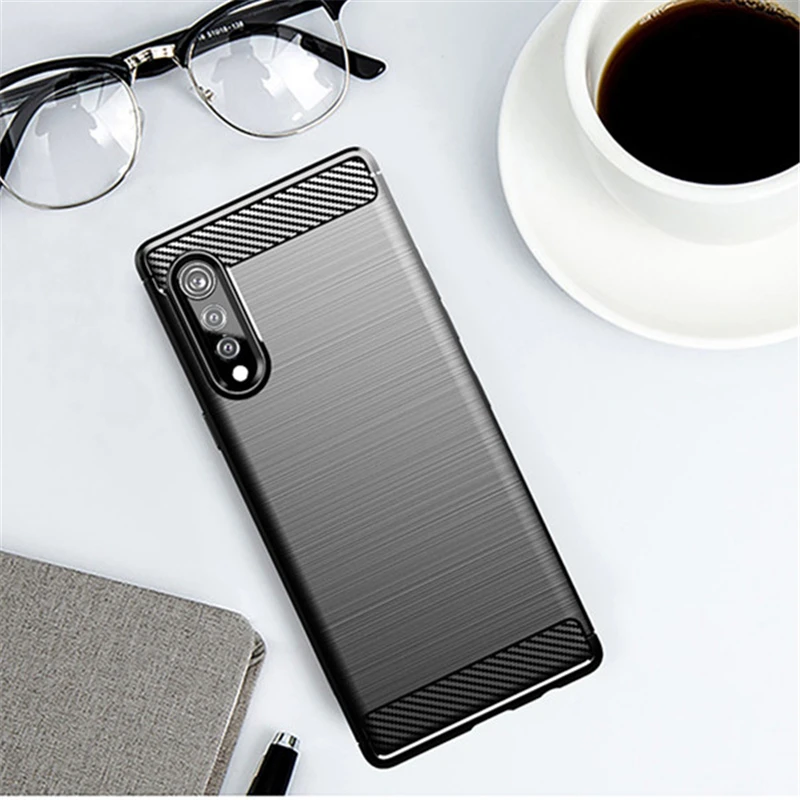 For LG Velvet 5G Case Rubber Bumper Silicon Carbon Fiber Cover For LG ...