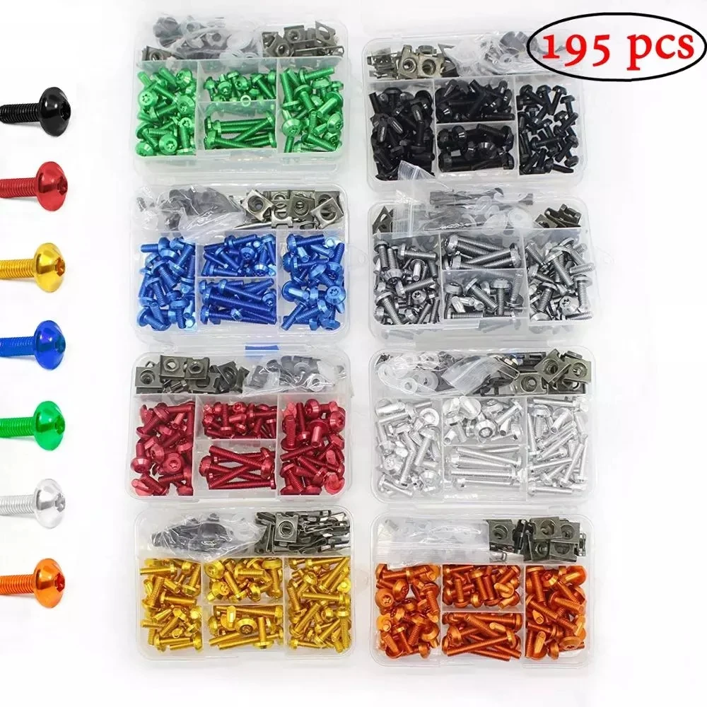195PCS-Set-Motorcycle-Universal-CNC-Full-Fairing-Bolt-Kits-Bodywork ...