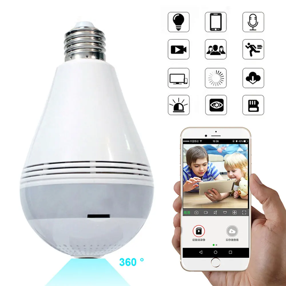 Led Camera Hd 360 Degree Panoramic Ip Camera Home Indoor Security Led ...