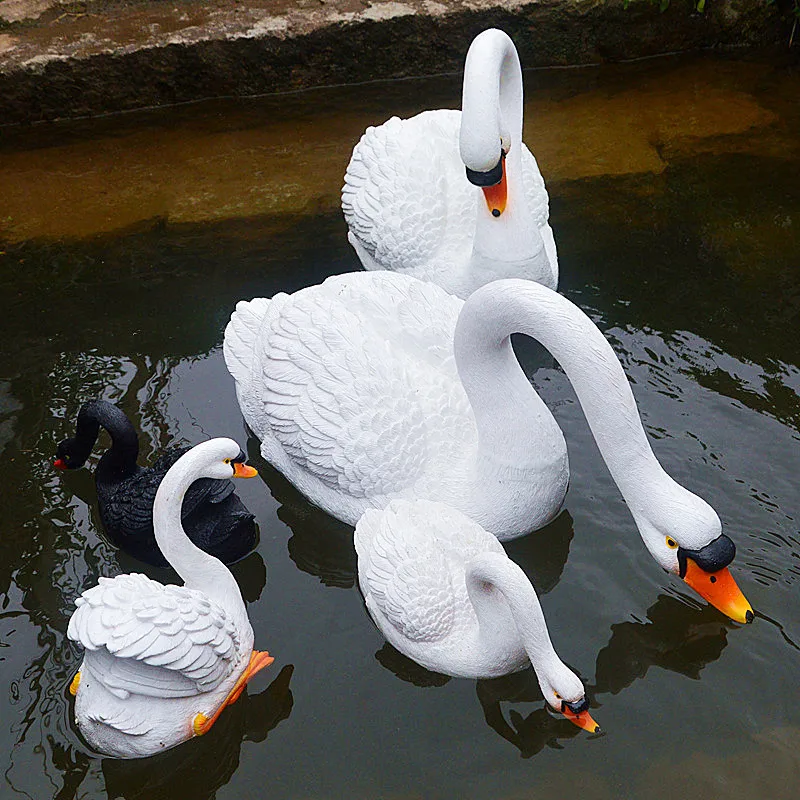 Resin-Floating-White-Black-Swan-Outdoor-Garden-Pond-Fish-Tank ...