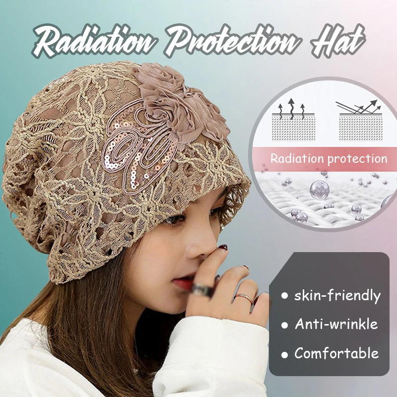 Lace Silver Fiber Anti Radiation Cap Emf Shielding Protection ...