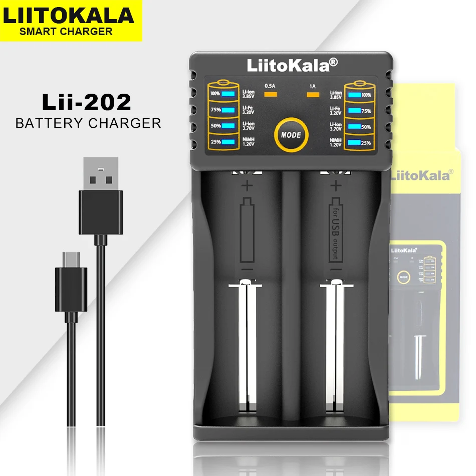 LiitoKala Lii 202 Lithium Battery Charger for 1.2V 3.7V 3.2V 3.85V AA ...