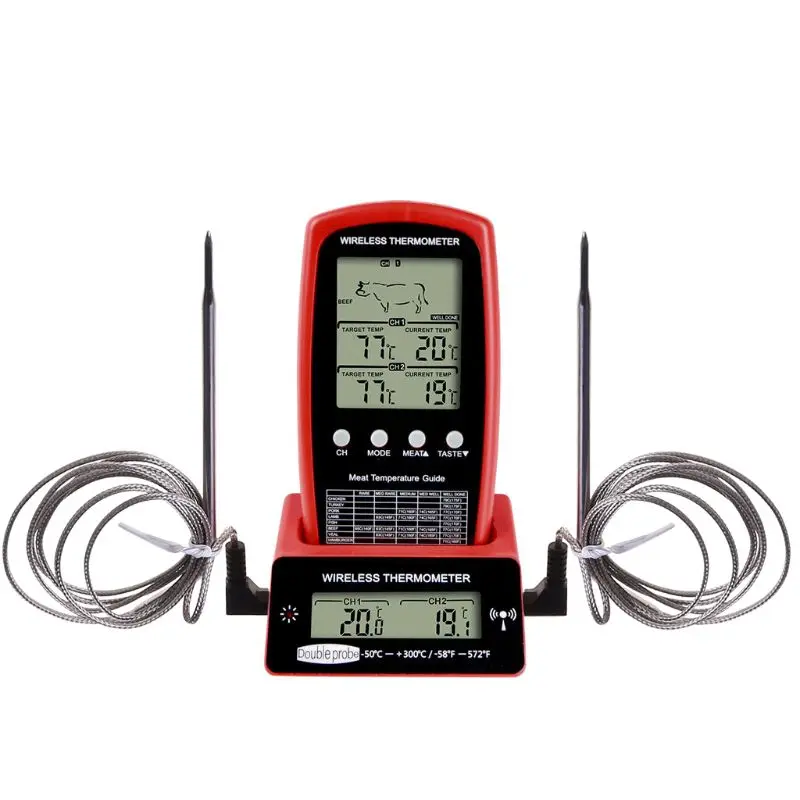 Digital-BBQ-Dual-Probe-Meat-Thermometer-Wireless-Kitchen-Oven-Food ...