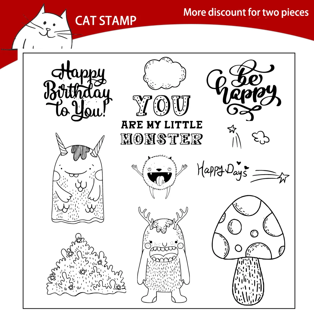 Aliens-Mushroom-Clear-Stamps-For-Scrapbooking-Card-Making-Photo-Album ...