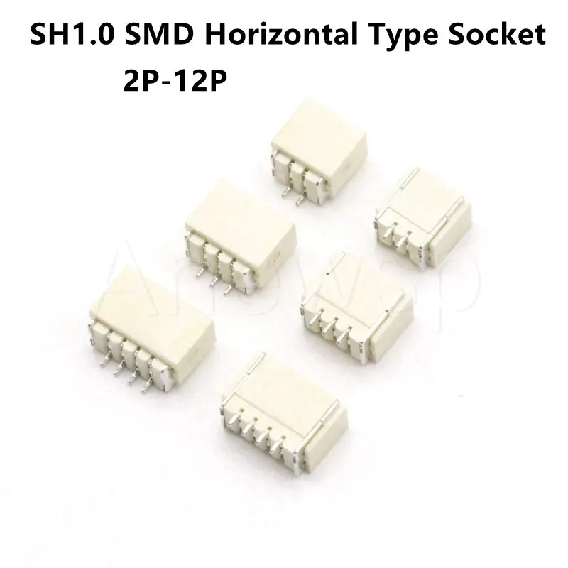 10PCS JST SH1.0 Connector SMD Horizontal Type Socket 1.0MM pitch 2P 3P 4P 5P 6P 7P 8P-12P Side ...
