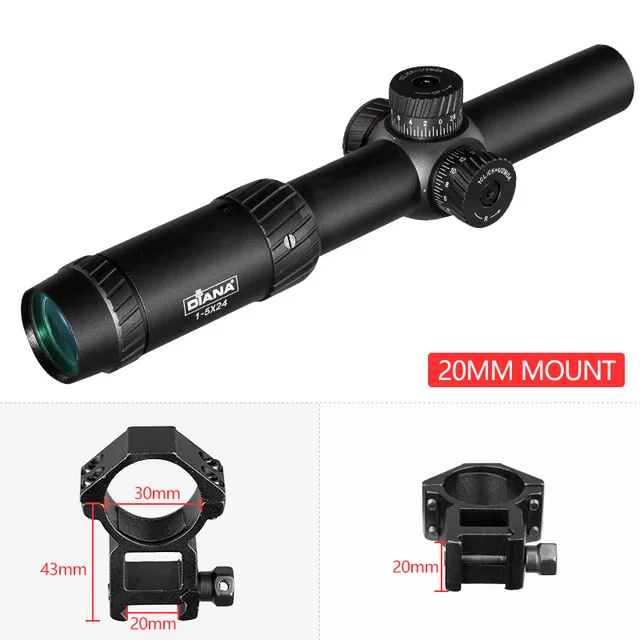 DIANA 1-5X24 Hunting Tactical Optical Rifle Scope with Red Green ...