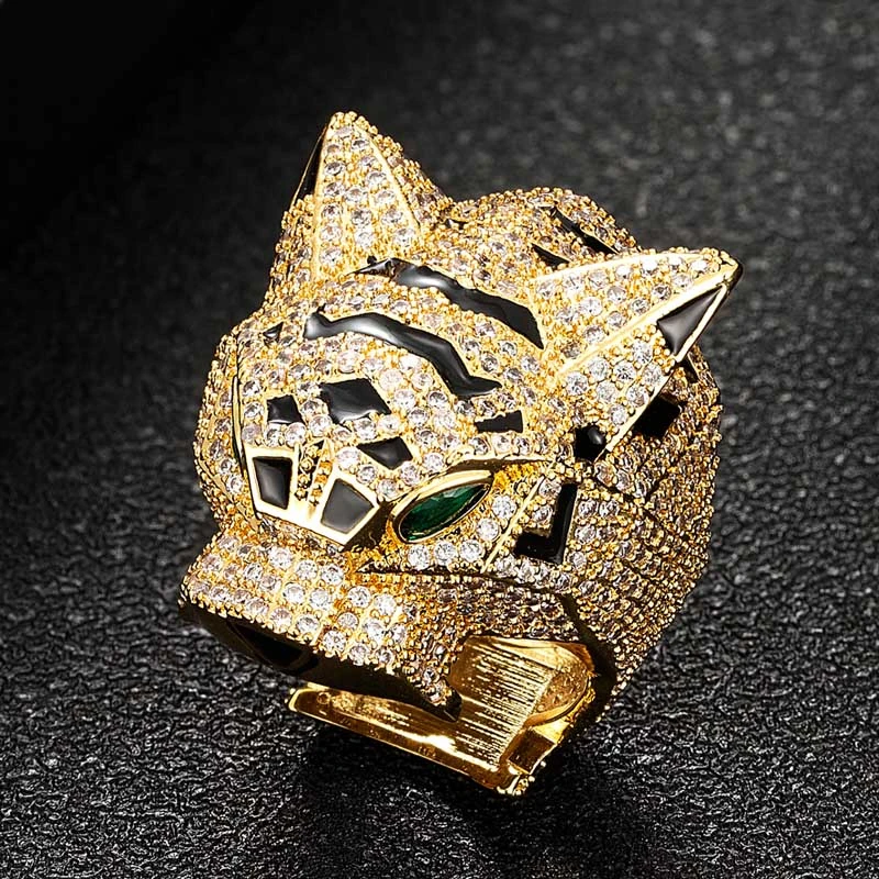 Zlxgirl Luxury Statement Leopard shape men Ring Wedding Cubic Zircon ...