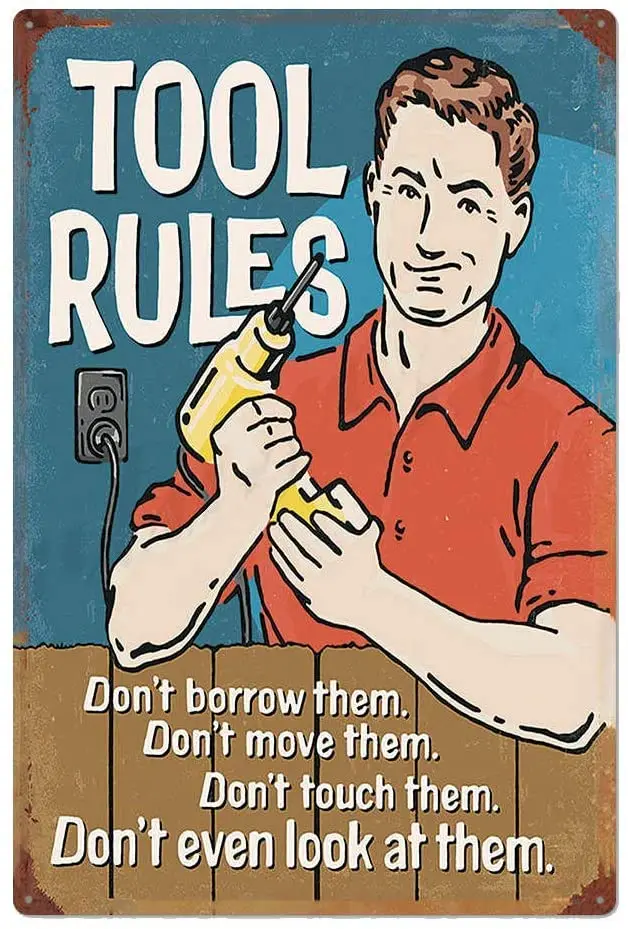 Tool-Rules-posters-retro-metal-parking-sign-boards-tin-wall-decorations ...