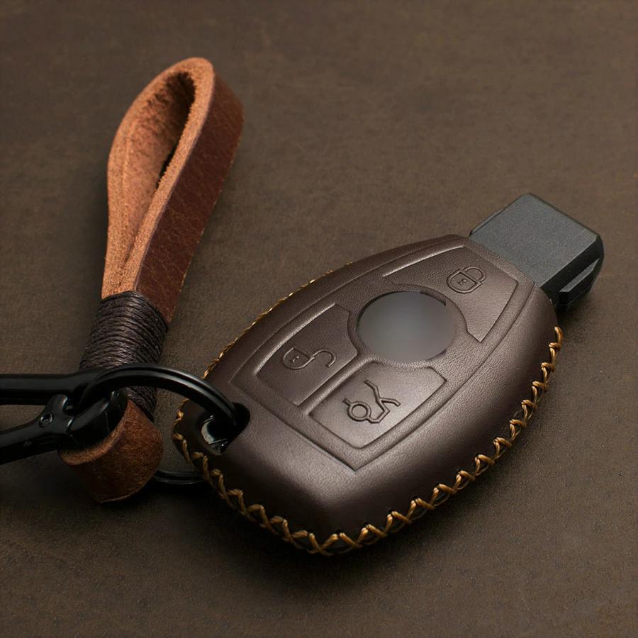 1-PCS-Genuine-Leather-Car-Key-Case-Key-Cover-For-Benz-W203-W204-W210 ...