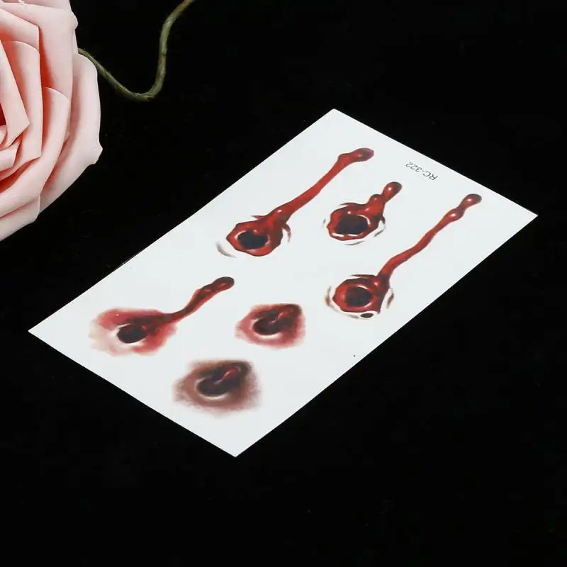 HOT-Halloween-Tattoo-Stickers-Bullet-Scar-Fear-Blood-Bullet-Wound-Scar ...