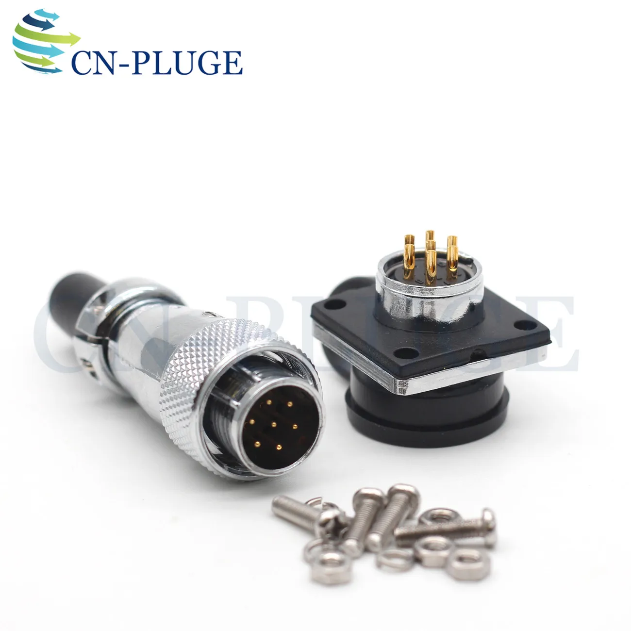 WS16 Series LED Power Metal Square Wire Connector 7 pin Waterproof ...