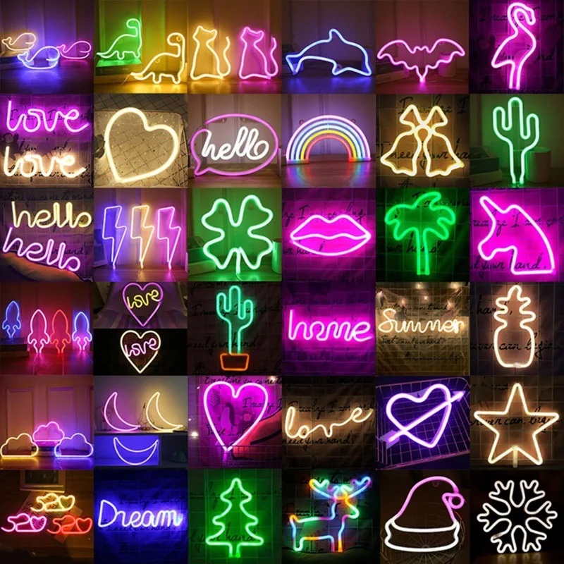 LED Neon Night Light Sign Wall Art Sign Night Lamp Xmas Birthday Gift ...