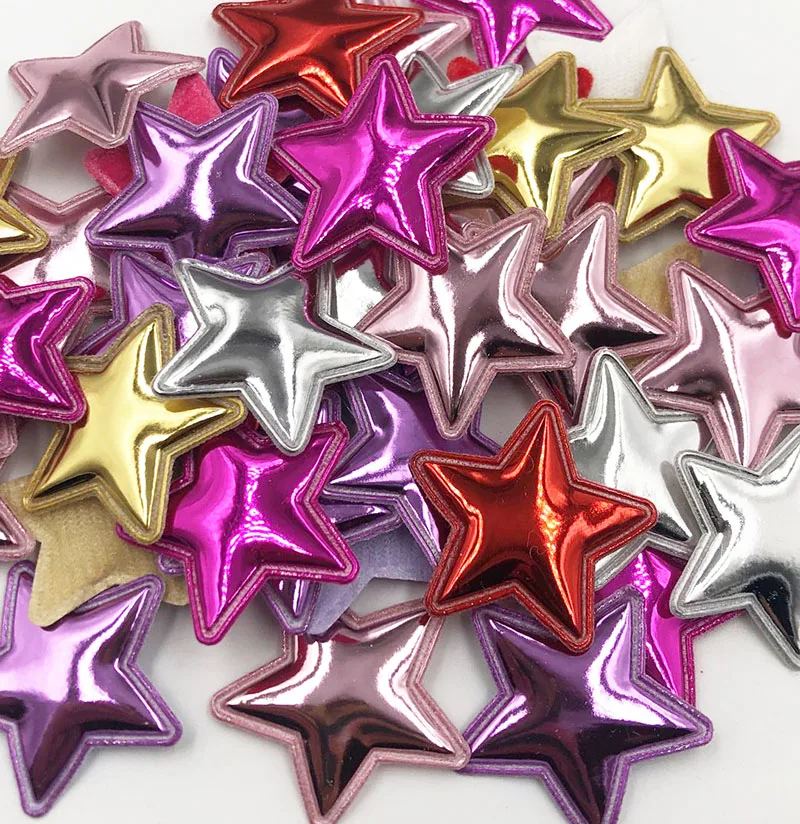 50 pcs PU Fabric Patches Padded Star Shape Felt Garment Appliques ...