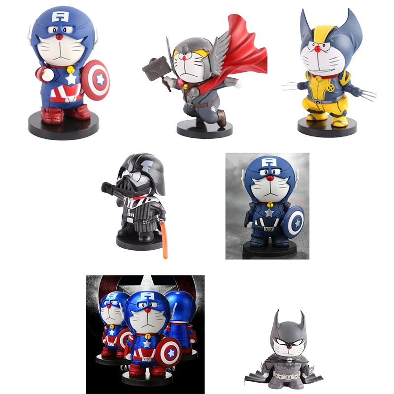Amine Doraemon Cos Captain America Iron Man Batman Static Action Figure ...