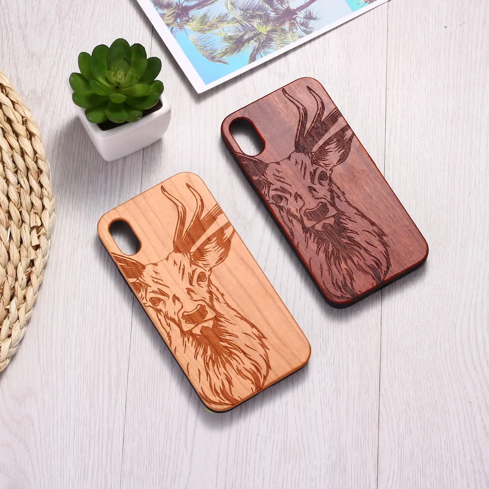 Elk-Deer-Moose-Christmas-Engraved-Wood-Phone-Case-Coque-Funda-For ...