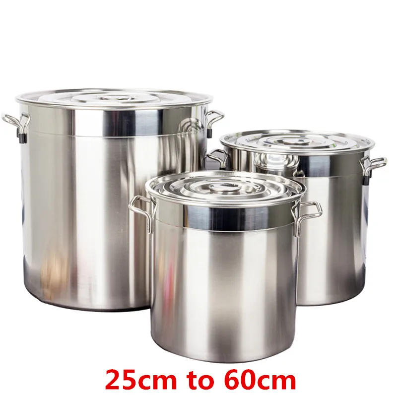 big large Capacity Stainless steel bucket pail compound sole thick soup ...