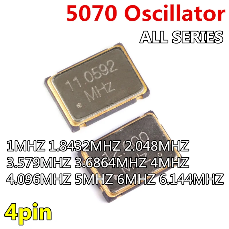 5pcs 5070 crystaloscillator 4p 5x7 Oscillator 5*7mm 1MHZ 1.8432MHZ 2 ...