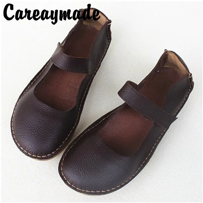 Careaymade zapato individual Retro para mujer, zapatos de cuero hechos a mano, cómodos, con capa ...