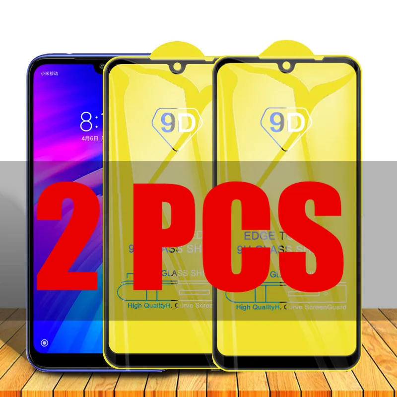 2Pcs 9D Glass for Xiaomi Redmi 7 Protective Glass on the for Xiomi ...