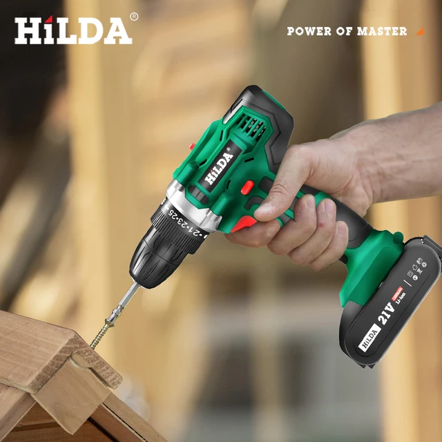 HILDA Electric Drill Cordless Screwdriver Lithium Battery Two-speed ...