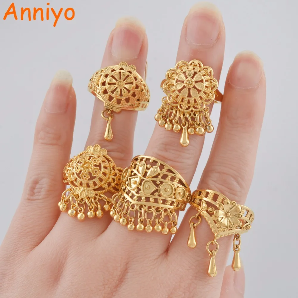 Dubai Ring Women Gold Color Jewelry | Anniyo Women Rings Ethiopian ...
