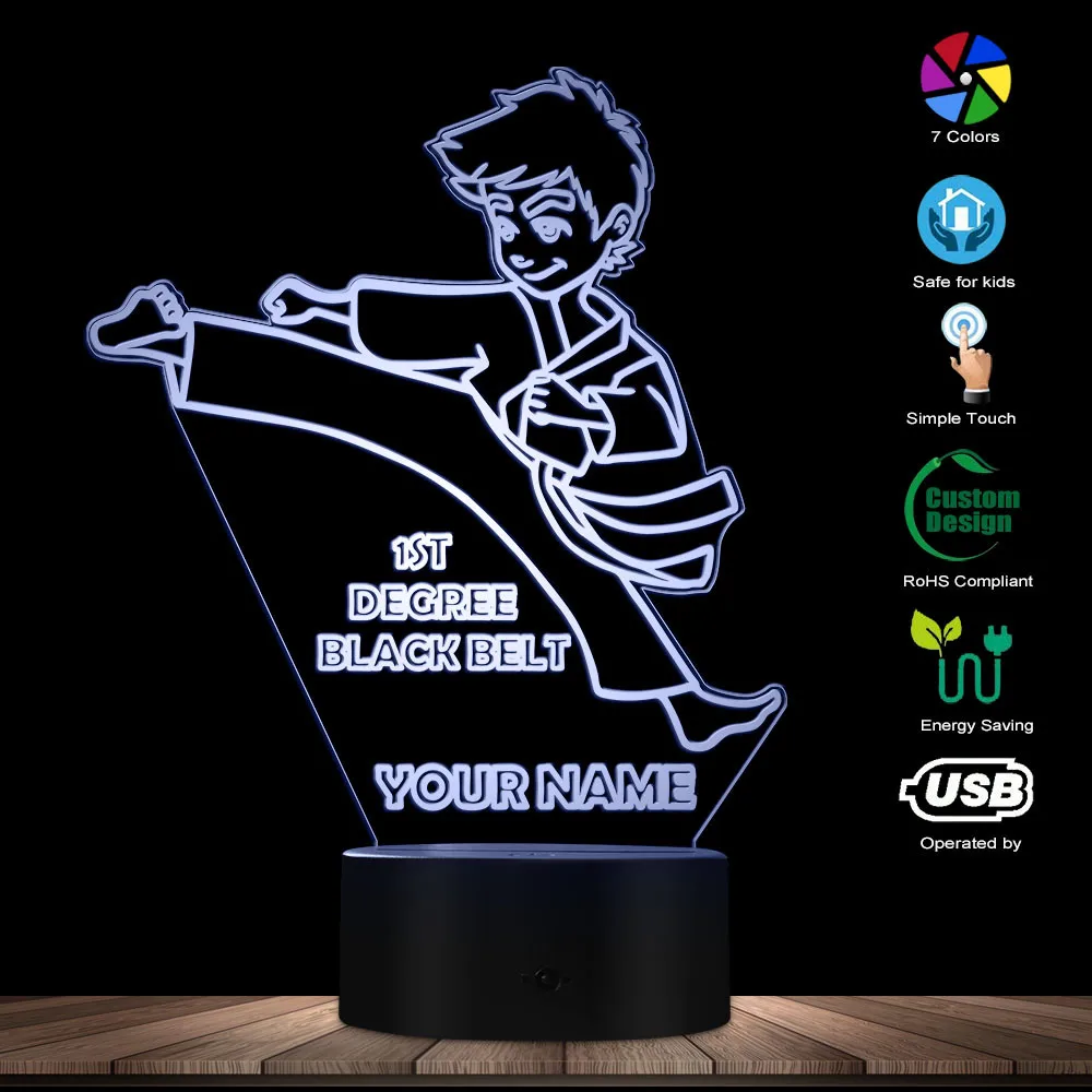 Boys Karate Night Light Celebrate 1ST Degree BLACK BELT Personalized ...