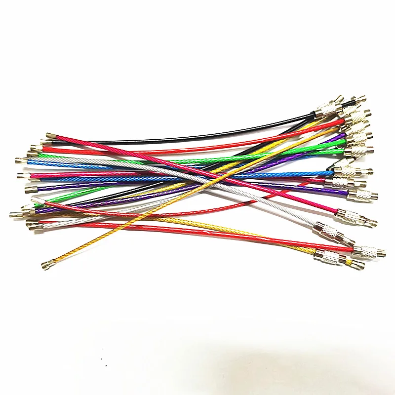 10/20/50pcs Edc Keychain Tag Rope Wire Cable Loop Screw Lock Gadget ...