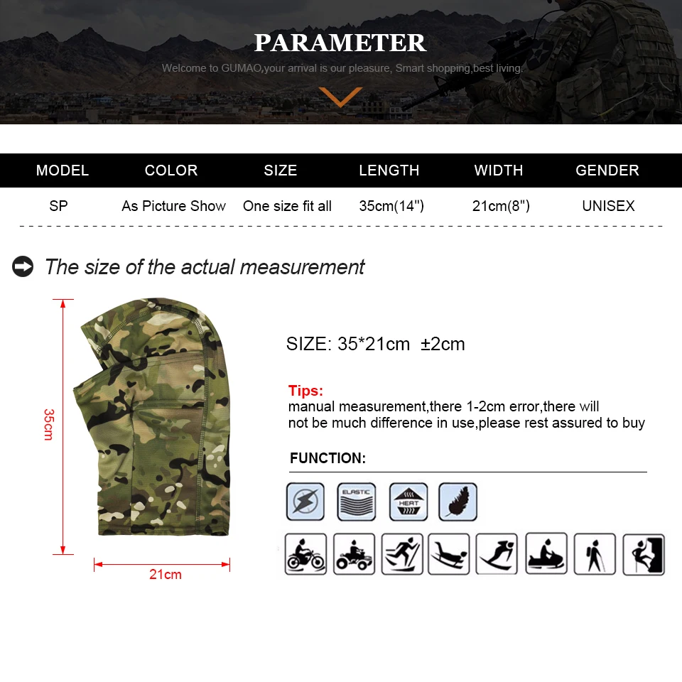 Multicam CP Camouflage Balaclava Full Face Wargame Cycling Hunting Army ...