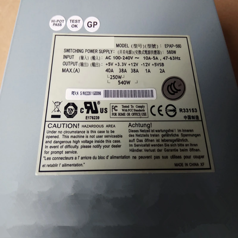 Original PSU For Etasis 560W Switching Power Supply EPAP-560 HP2-6460P ...