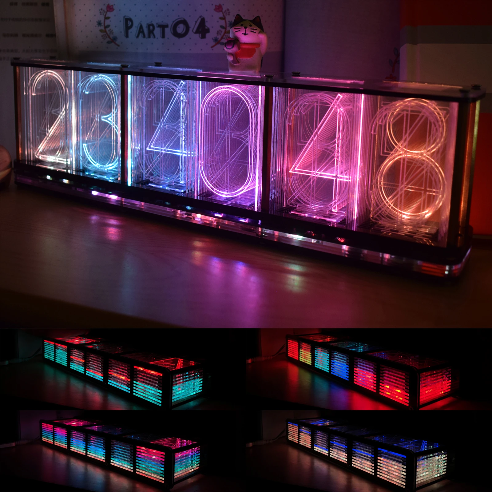 【new】large Size Classic Analog Glow Tube Desktop Clock Music Spectrum ...
