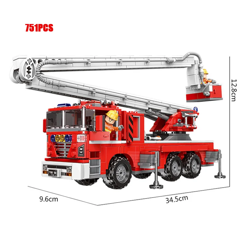City-Vehicle-Fire-Fighting-Elevating-Fire-Engine-Truck-Building-Block ...