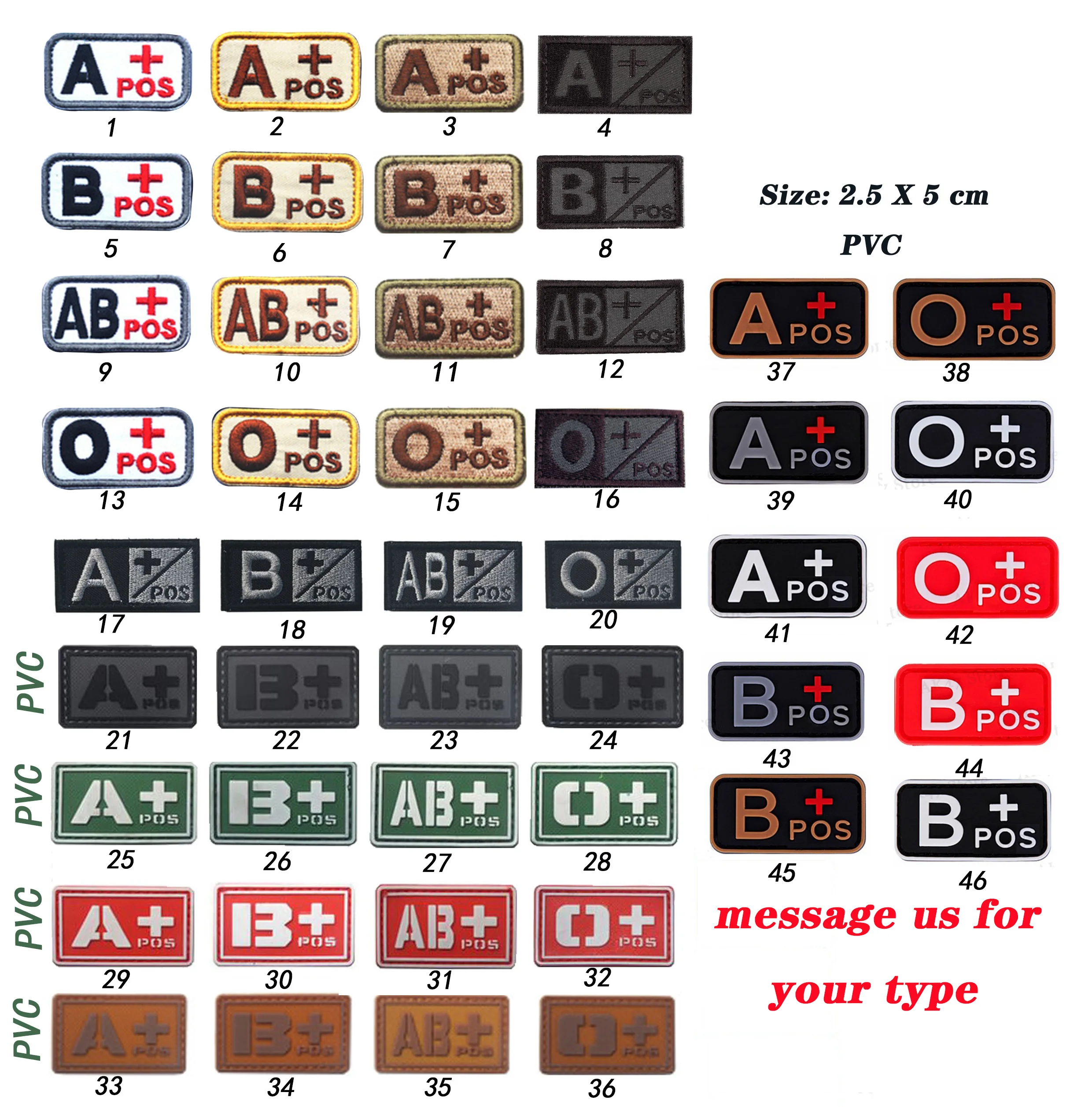 Blood-Type-Patch-Military-Tactical-Stripes-A-B-AB-O-Positive-Negative ...